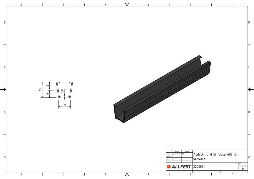 Abdeck- und Einfassprofil 10, schwarz - allfest.de